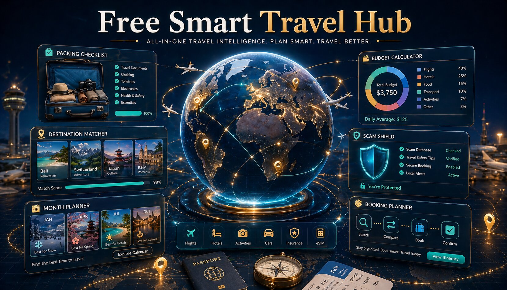 Free Smart Travel Hub ️ Live Weather, Currency, AQI & Travel Tools